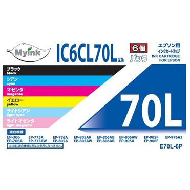 おうちでイオン イオンネットスーパー 日本ナインスター Myink IC6CL70L エプソン用互換インク E70L－6P（6本パック増量版）