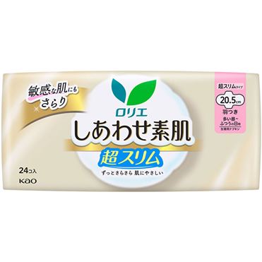 おうちでイオン イオンネットスーパー 花王 ロリエ しあわせ素肌 超スリム 多い昼～ふつうの日用 20.5cm（羽つき）24コ入